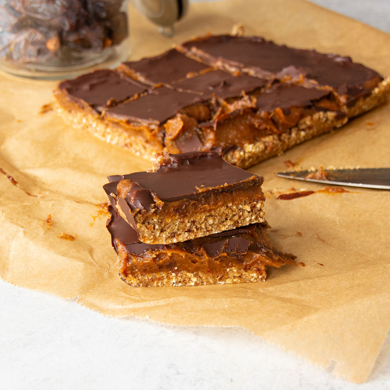 Vegane Schoko-Karamell Riegel - Zuckerfrei - Tasty Katy