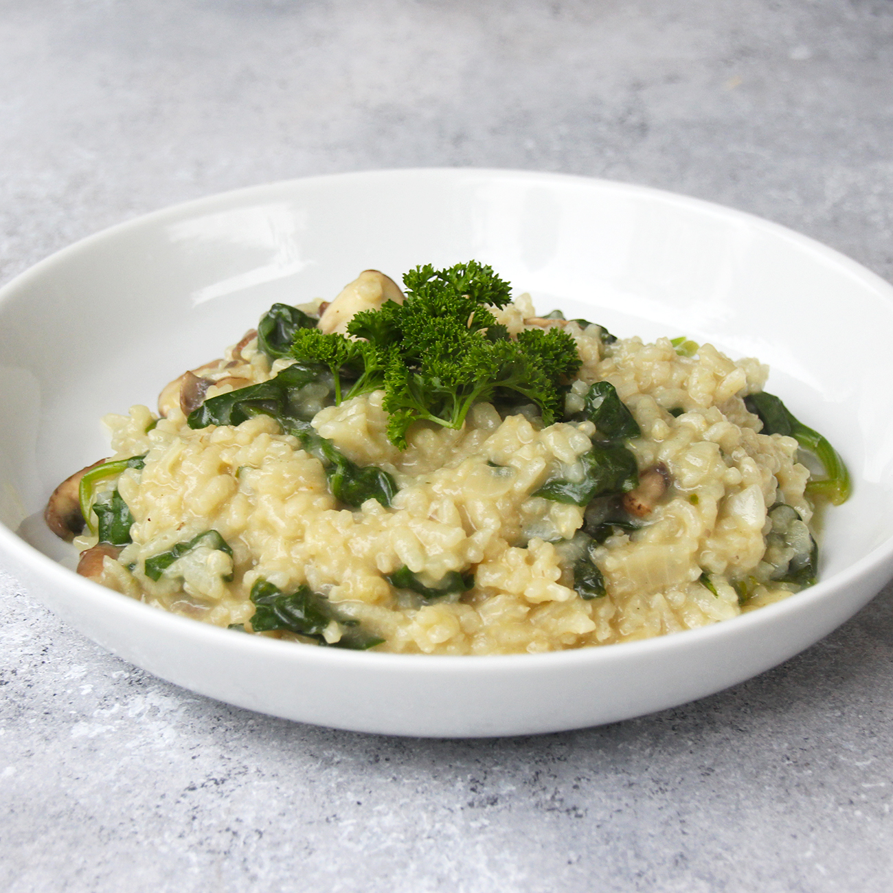 Spinat-Pilz-Risotto Vegan & Glutenfrei - Tasty Katy